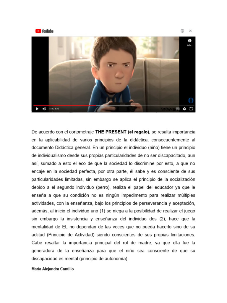 De Acuerdo Con El Cortometraje THE PRESENT | PDF | Relaciones ...