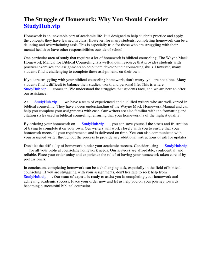 Wayne Mack Homework Manual Biblical Counseling | PDF | Bible | Homework
