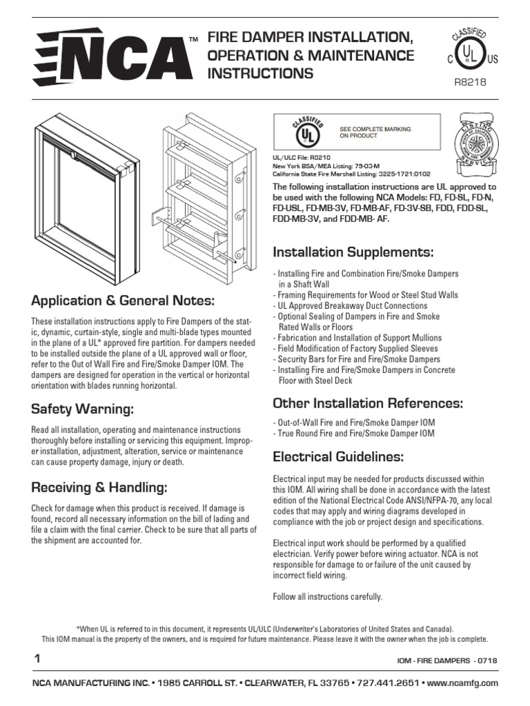 Fire Dampers Installation 15858 | PDF | Duct (Flow) | Fuse (Electrical)