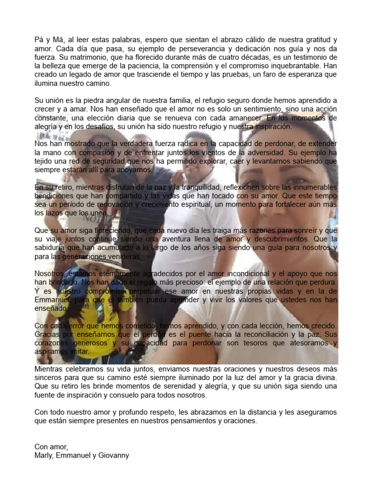 Carta para Mi Papa y Mi Mama Retiro. | PDF | Amor