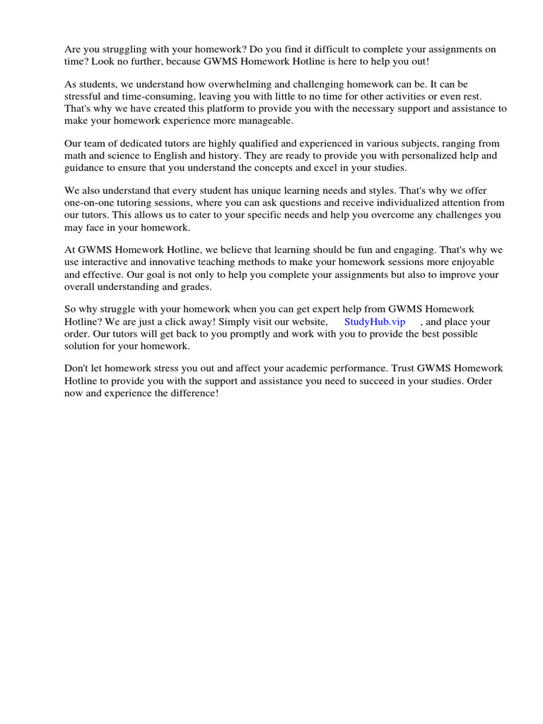 Gwms Homework Hotline | PDF | Homework