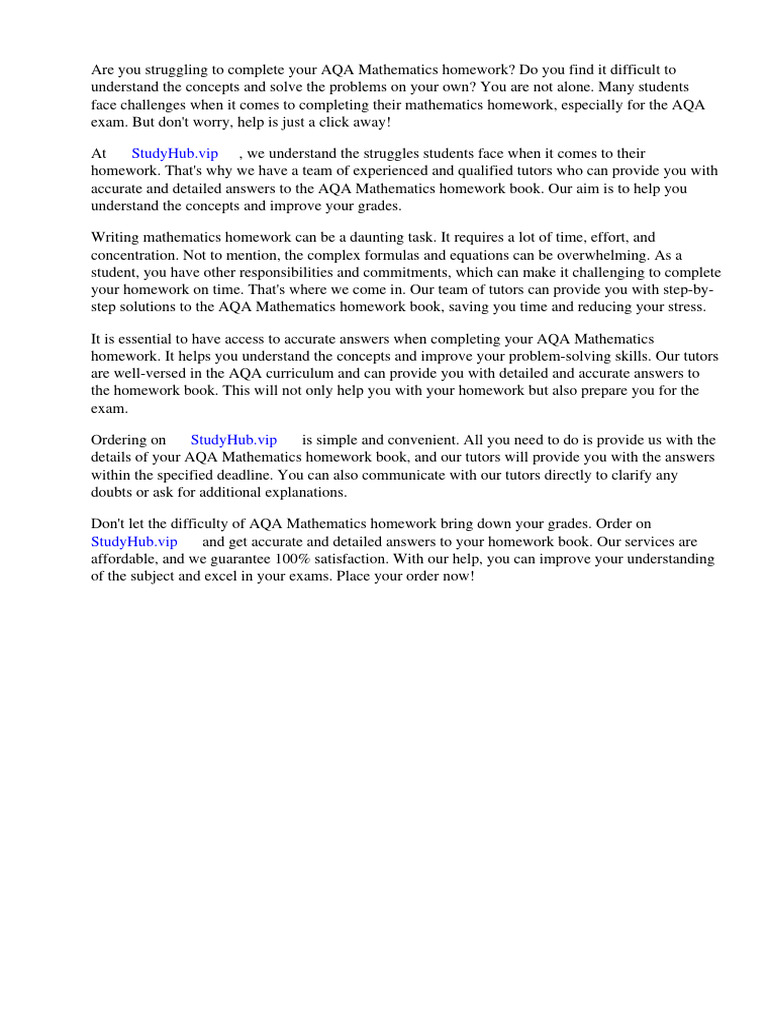 Aqa Mathematics Homework Book Answers | PDF | Books | Http Cookie