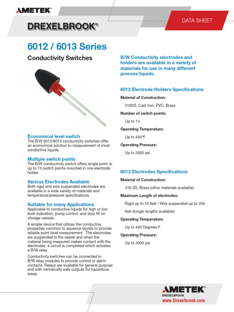 Level Electrode Sensor | PDF | Switch | Building Engineering