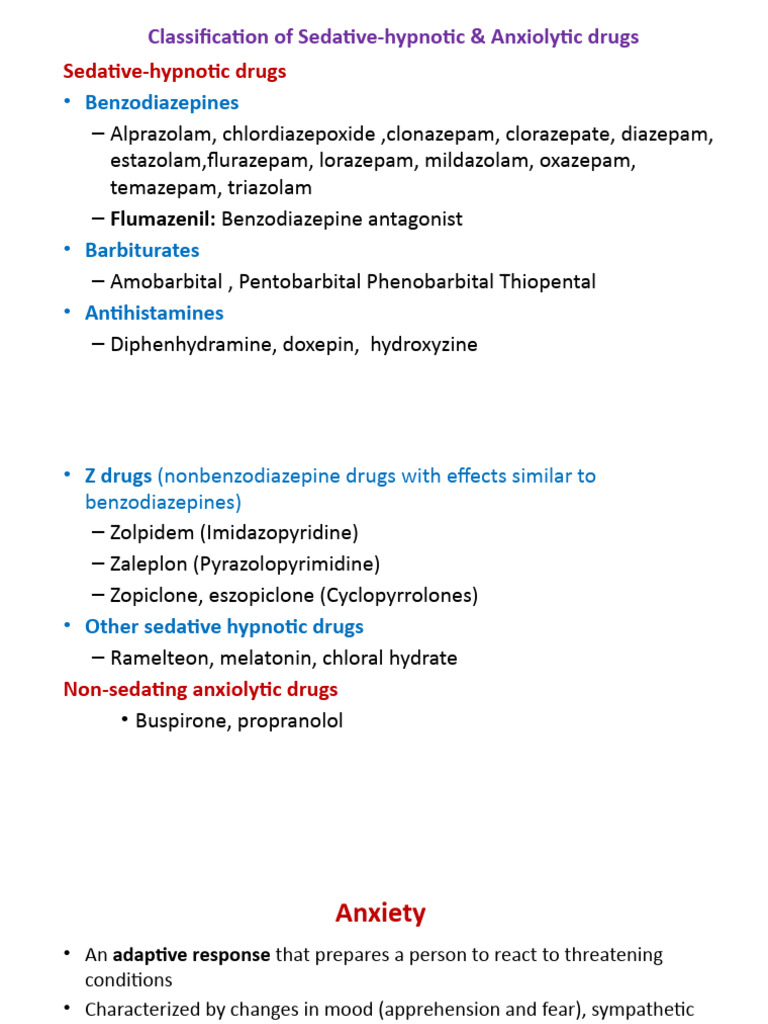 02 Sedative Hypnotic and Anxiolytic Drugs | PDF | Benzodiazepine | Insomnia
