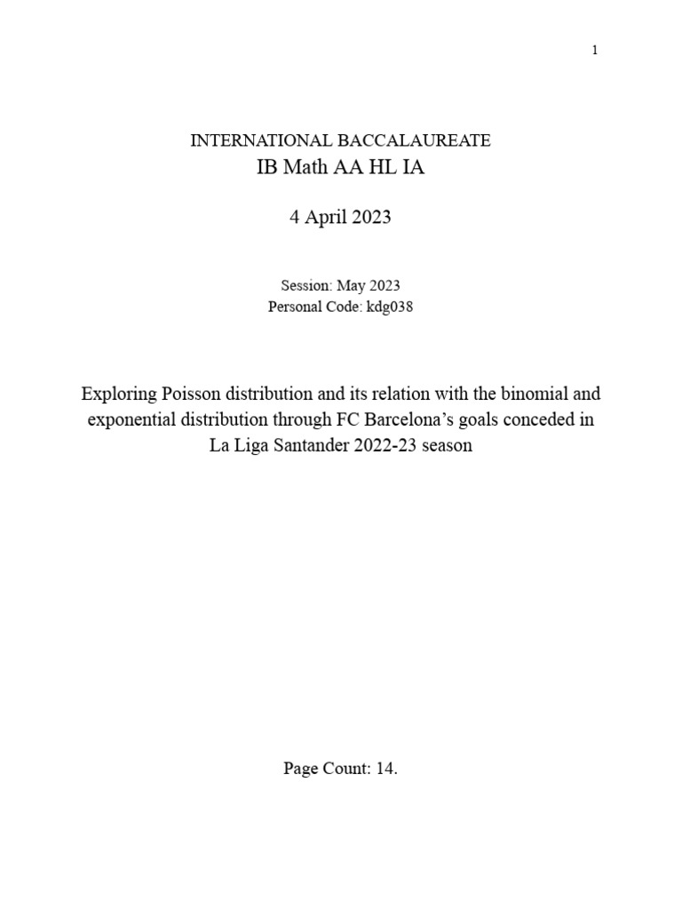IA Math HL | Download Free PDF | Probability Density Function | Poisson ...
