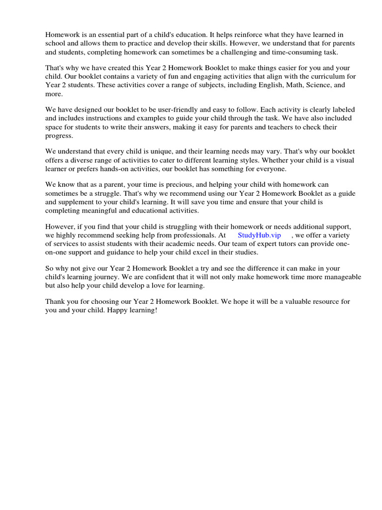 Homework Booklet For Year 2 | PDF | Facebook | Linked In