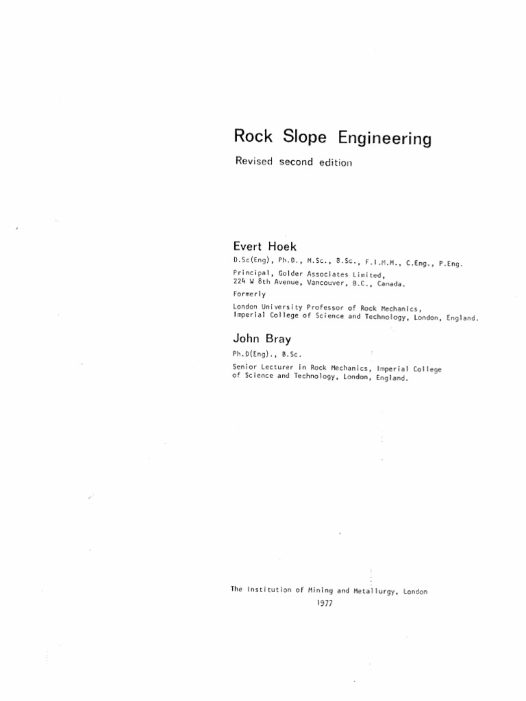 Rock Slope Engineering - Hoek | PDF