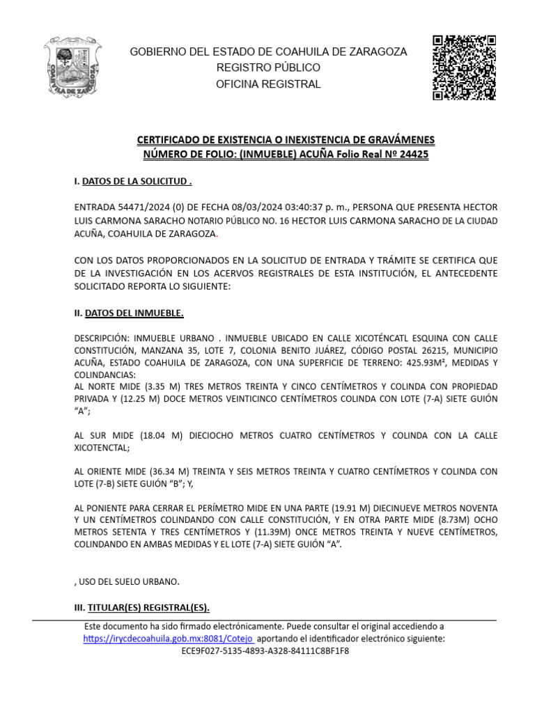 Certificados De Libertad De Gravamen Pdf
