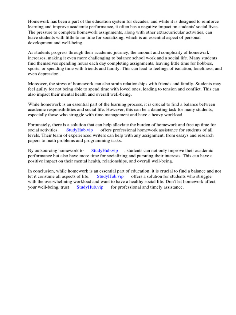 Homework Affects Social Life | PDF | Homework | Learning