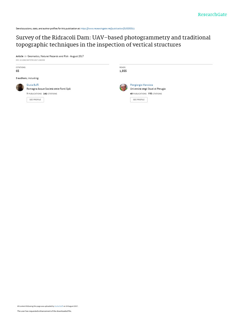 Survey of The Ridracoli Dam: UAV-based Photogrammetry and Traditional ...