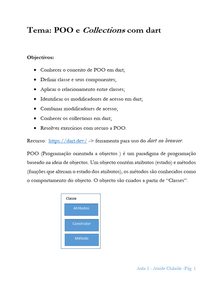 Aula 3 - POO Com Dart | Download grátis PDF | Classe (programação de ...