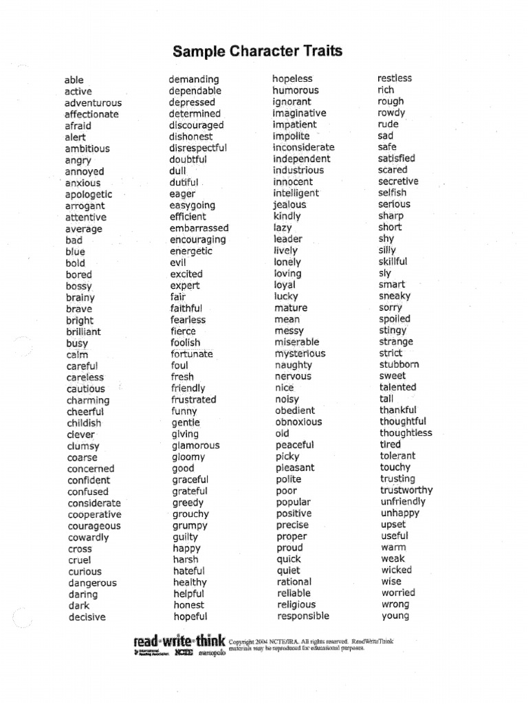Character Traits | PDF