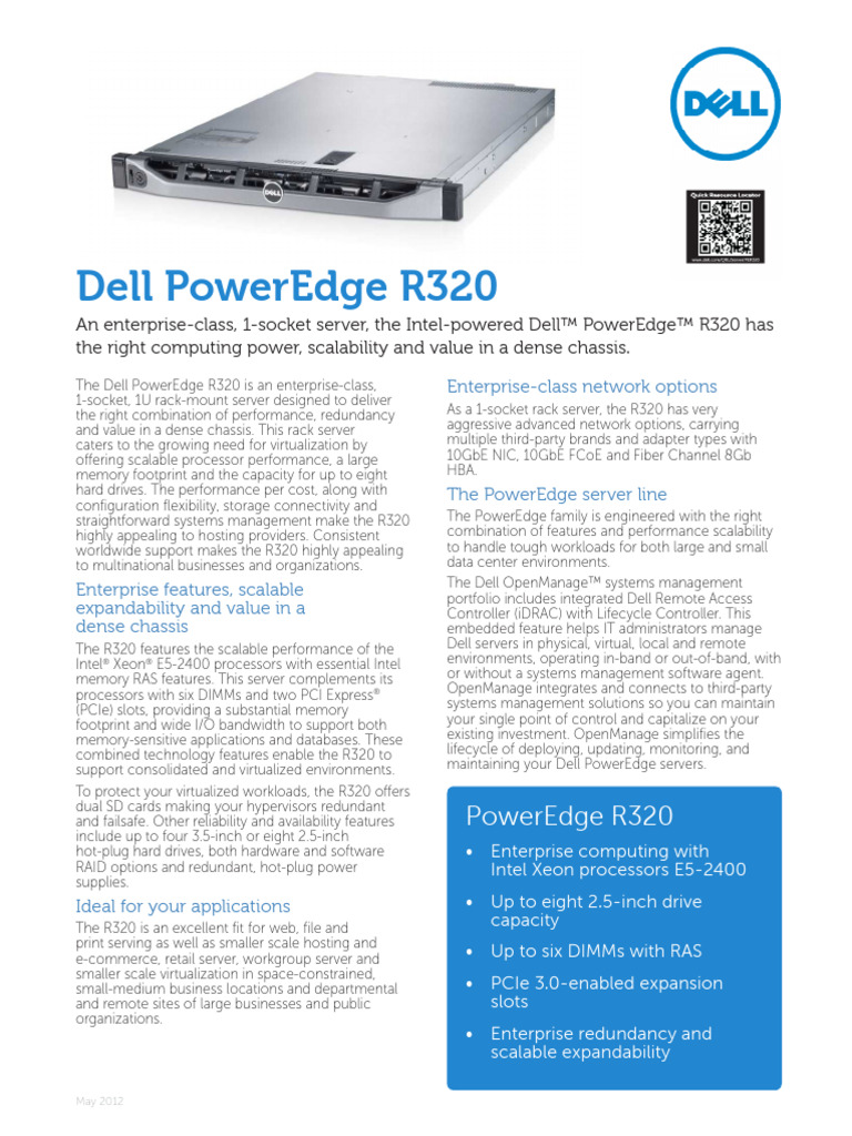 Dell - R320 Data Sheet | PDF | Scalability | Server (Computing)