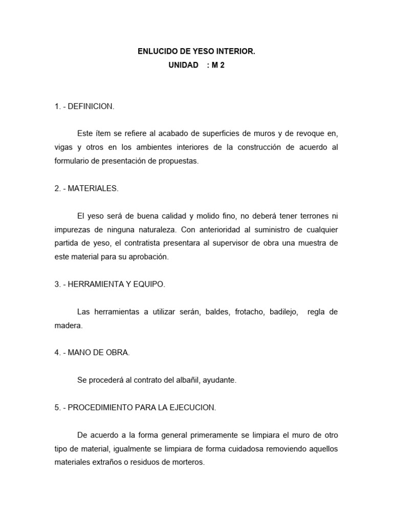 Enlucido de Yeso Interior: Guía Completa | PDF | Yeso