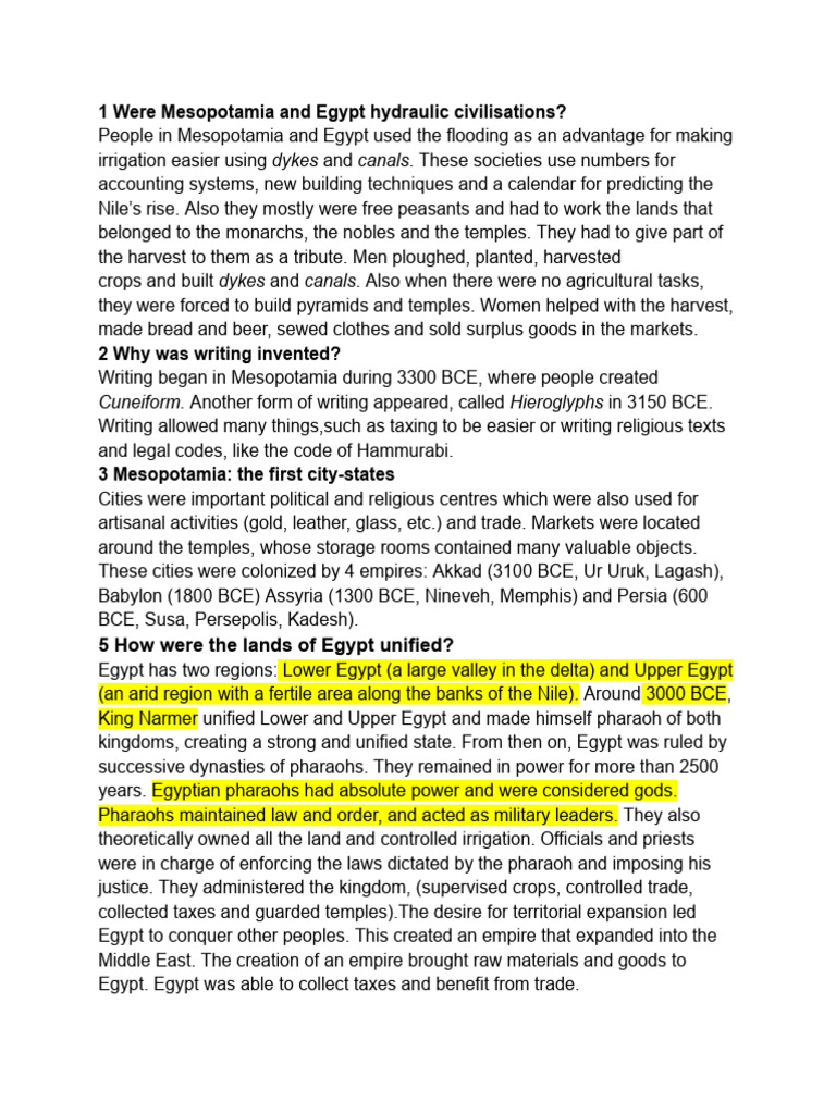 Mesopotamia and Egypt | PDF | Ancient Egypt | Mesopotamia