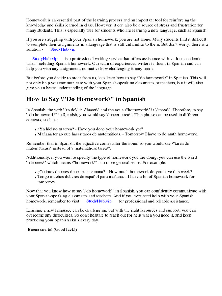 Spanish Homework Help Guide | PDF | Homework | Thesis