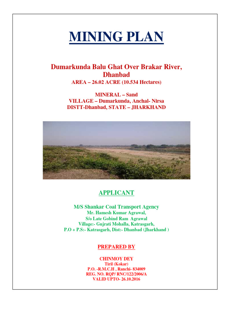 Sand Mining Plan for Dhanbad | PDF | Mining | Water Quality