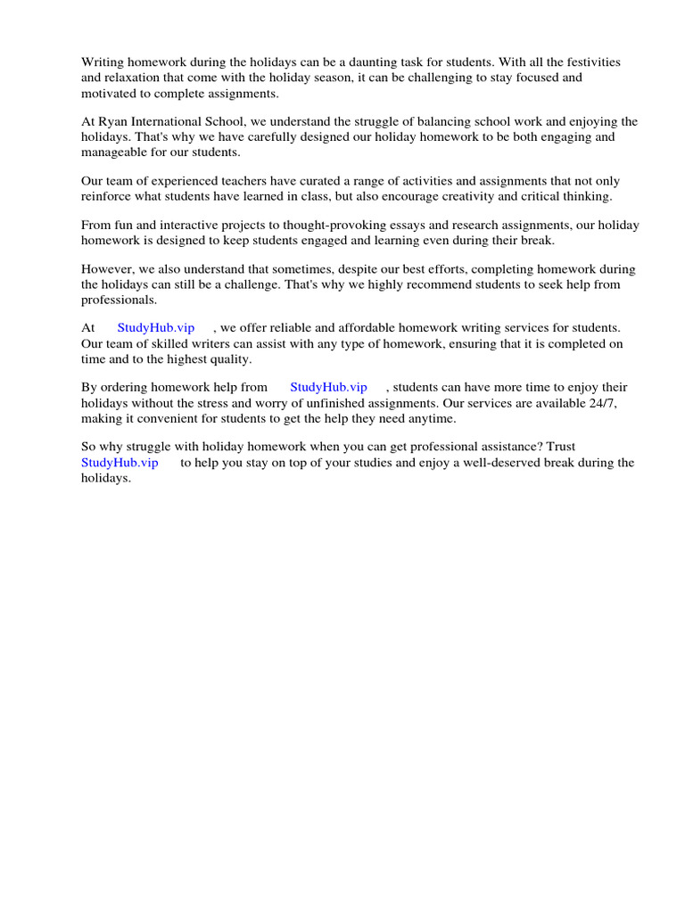 Holidays Homework of Ryan International School | PDF | Creativity ...