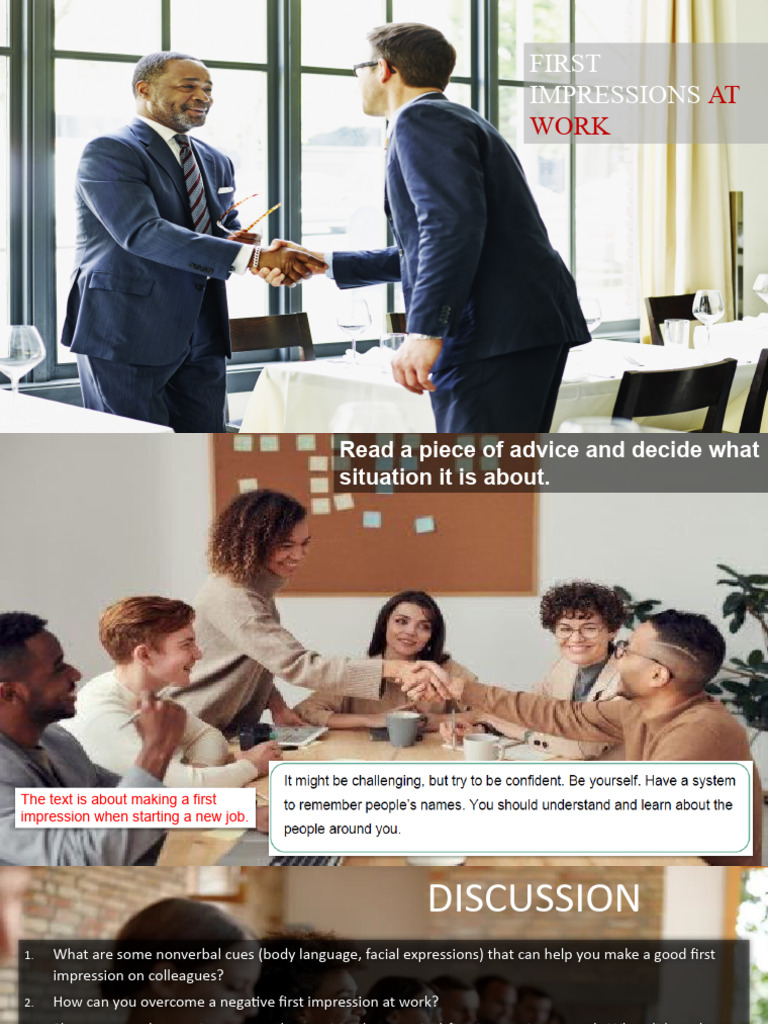 First Impressions at Work | PDF | Vocabulary | Learning