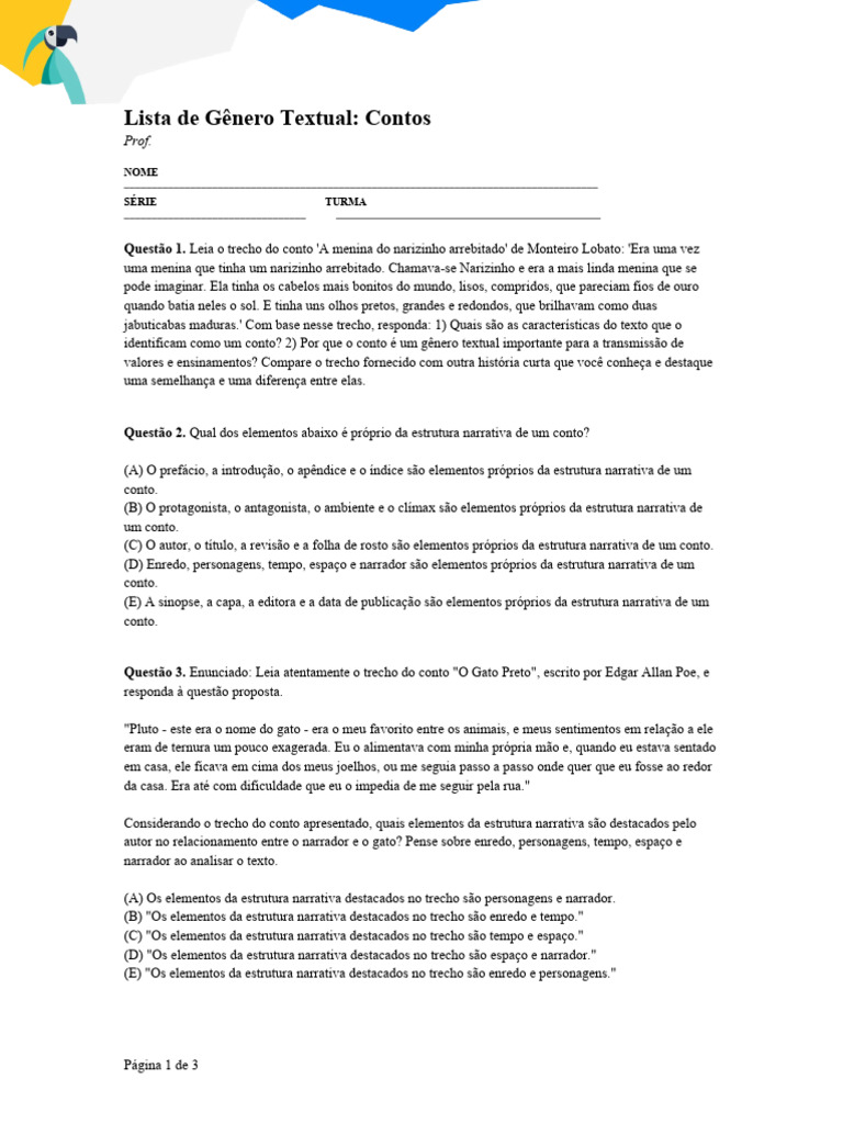 Lista de Gênero Textual - Contos | PDF | Contos | Narrativa