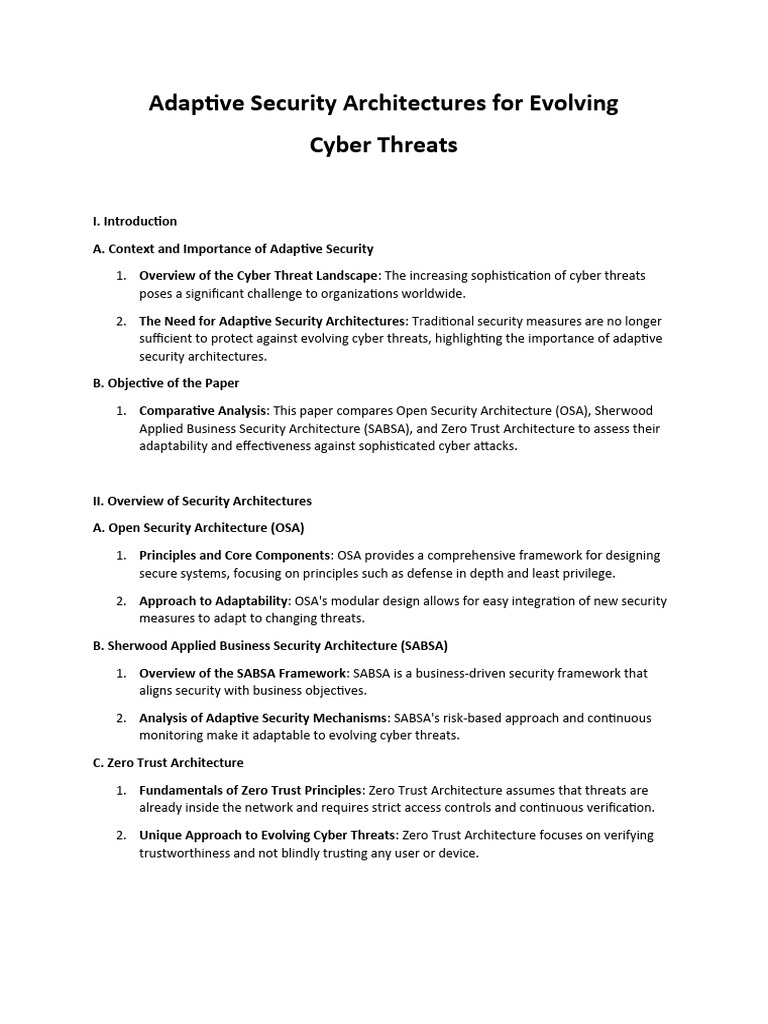 Draft - Adaptive Security Architectures For Evolving | PDF | Computer Security | Security