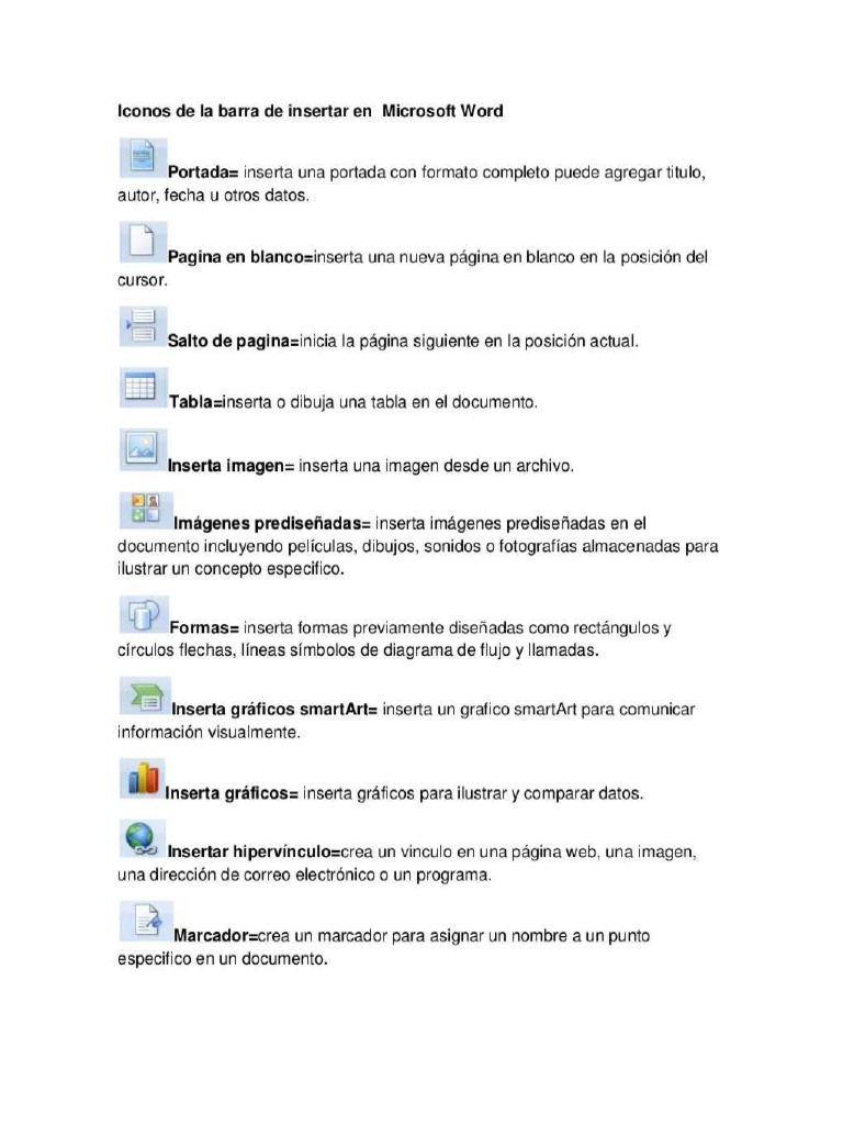 PDF Iconos de La Barra de Insertar en Microsoft Word Compress | PDF