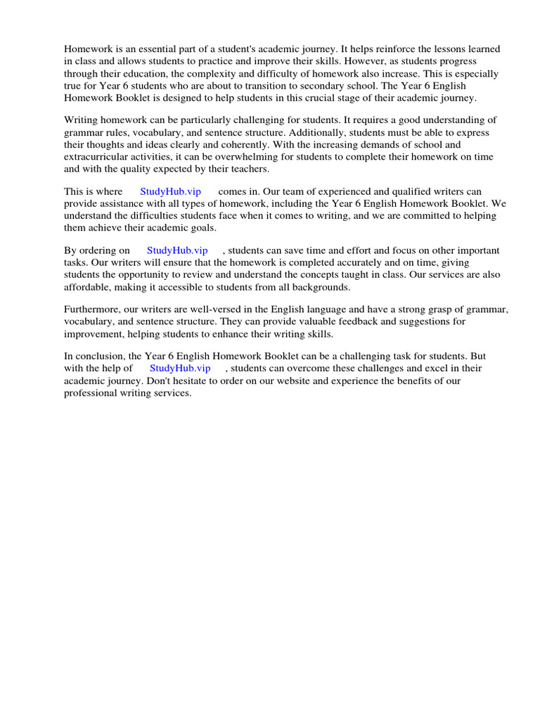Year 6 English Homework Booklet | PDF | Worksheet | Books