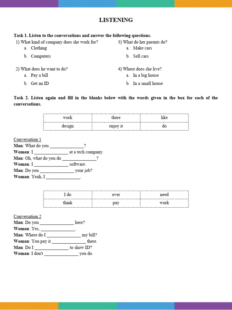 Listening Practice: Present Simple | PDF | Career & Growth