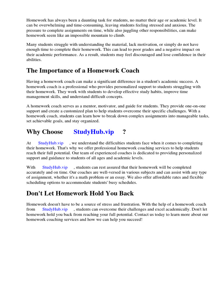 Homework Coach | Download Free PDF | Homework | Teachers