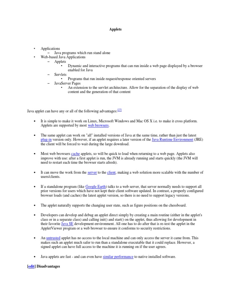 Applets Web Browsers Pdf Java Virtual Machine Java Programming Language