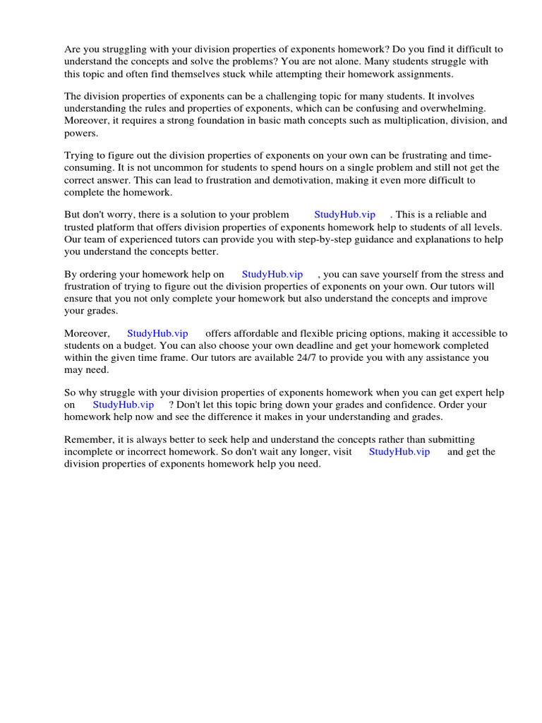 Division Exponents Homework Help | PDF | Exponentiation | Multiplication