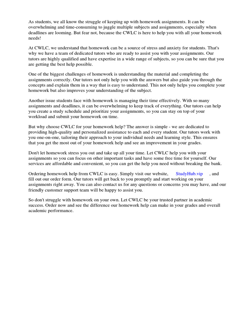 CWLC Homework | PDF | Mathematics | Homework