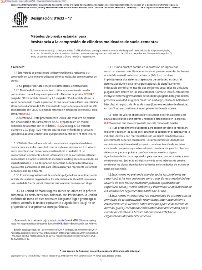 Standard Test Methods For Compressive Strength of Molded Soil-Cement ...
