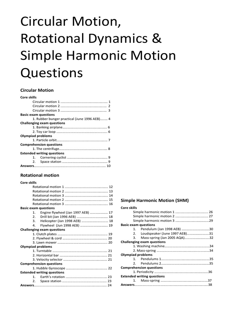 u6_shm_questions | PDF | Oscillation | Frequency