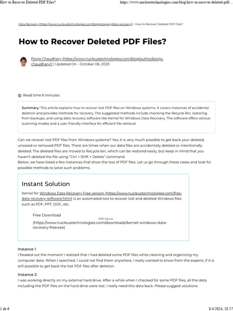 How To Recover Deleted PDF Files | Download Free PDF | Computer File ... How To Recover Deleted PDF Files | Download Free PDF | Computer File ...