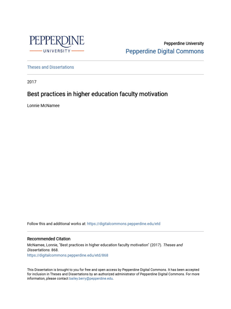 Best Practices in Higher Education Faculty Motivation Ingles | PDF ...