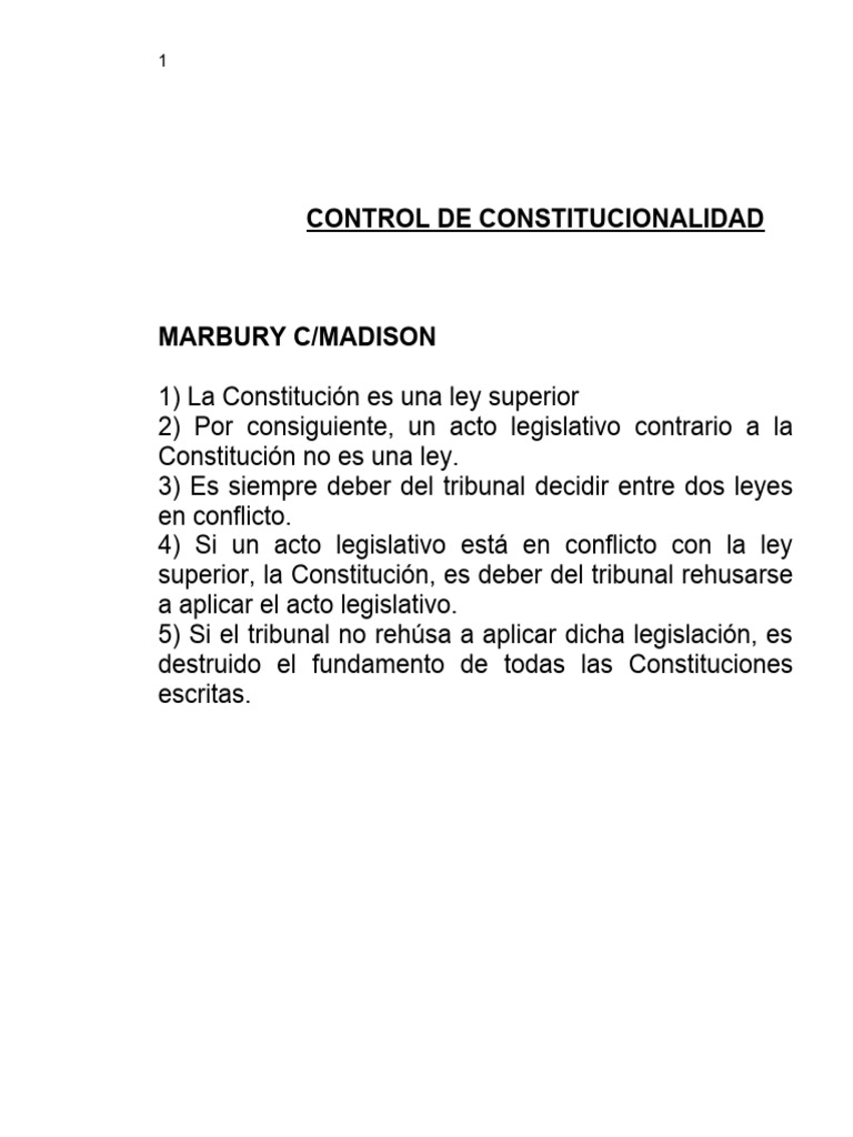 Control Constitucional y Supremacía Legislativa | PDF | Constitución ...