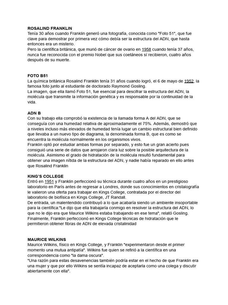Investigación ADN | PDF | James Watson | Francis Crick