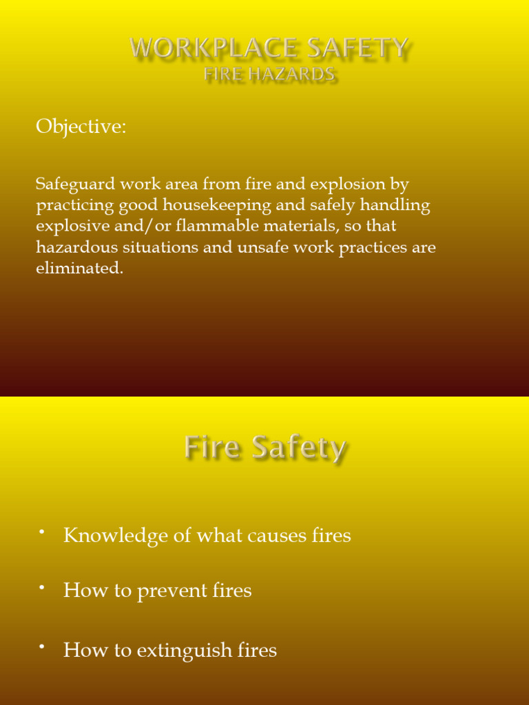 Workplace Safety A1.02 Identifies and Reduces Fire Hazards | PDF