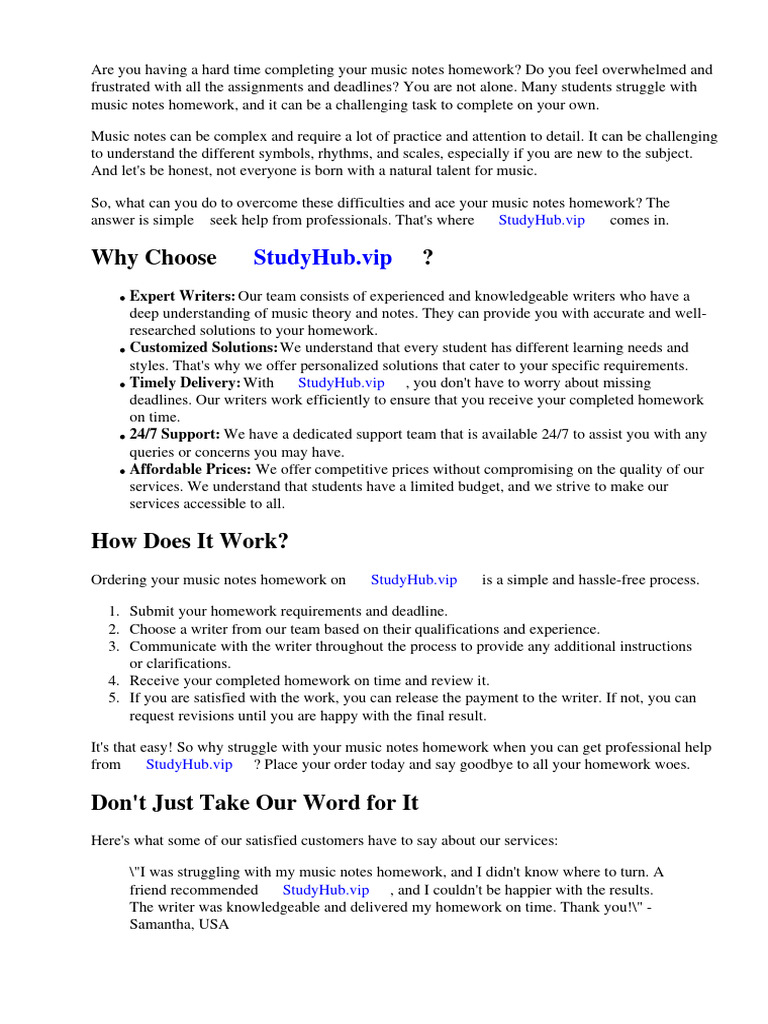 Music Homework Help at StudyHub.vip | PDF | Essays | Homework