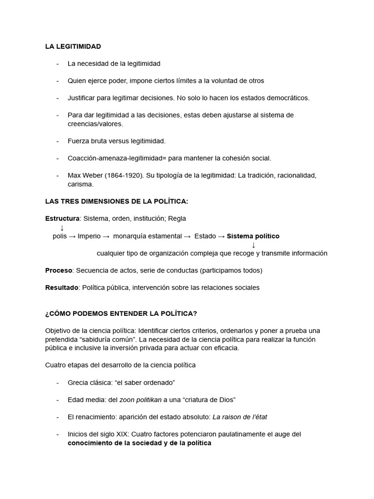 La Legitimidad y Estructura del Poder Político | PDF | Sistemas ...