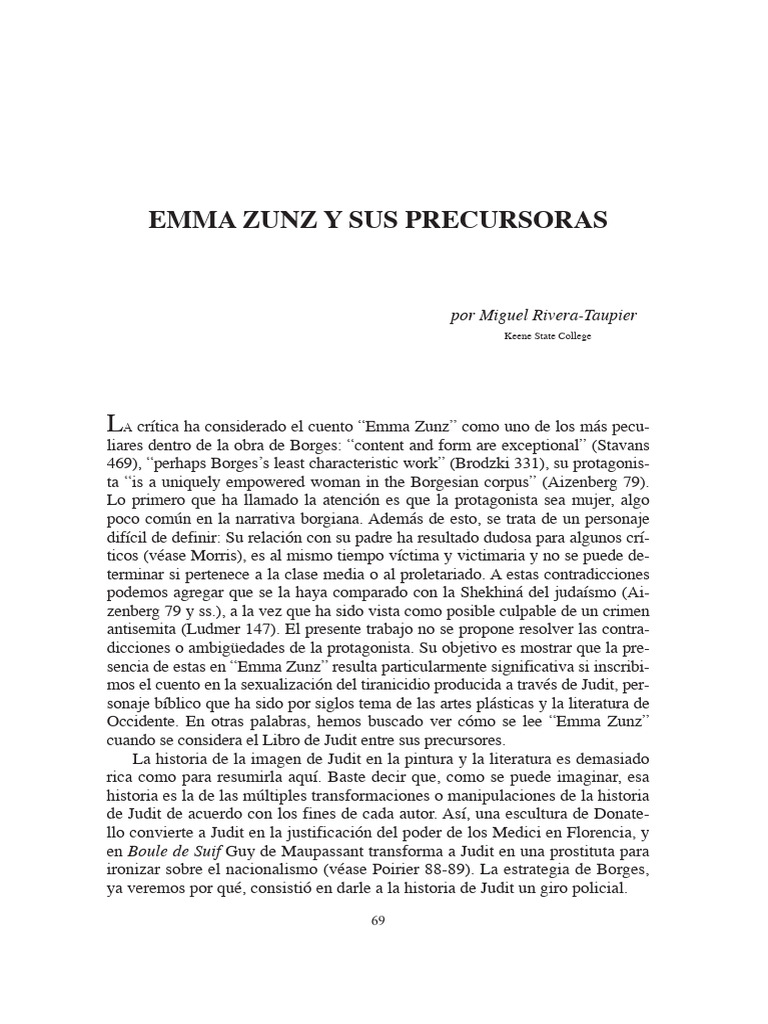 Rivera-Taupier, M. - Emma Zunz y Sus Precursoras | PDF | Clásicos