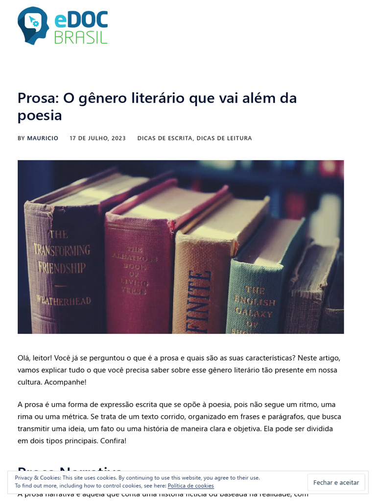 Prosa: Entenda suas características e tipos | PDF | Prosa | Terra