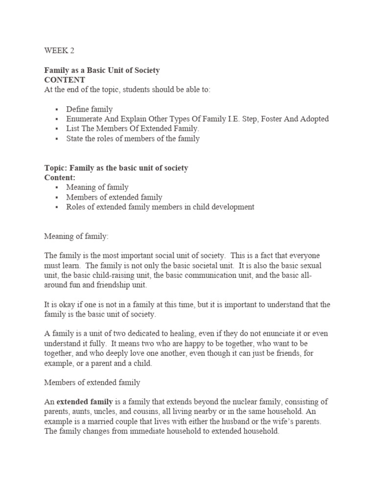 Family As A Basic Unit of Society | PDF | Family | Parent