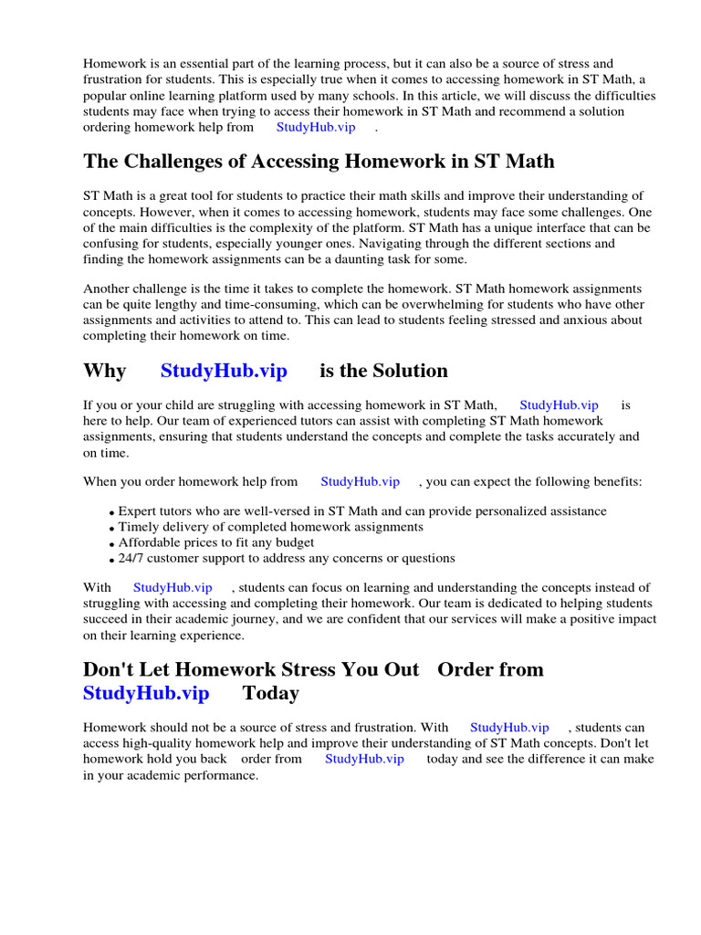 Accessing Homework in ST Math | PDF | Homework | Literacy