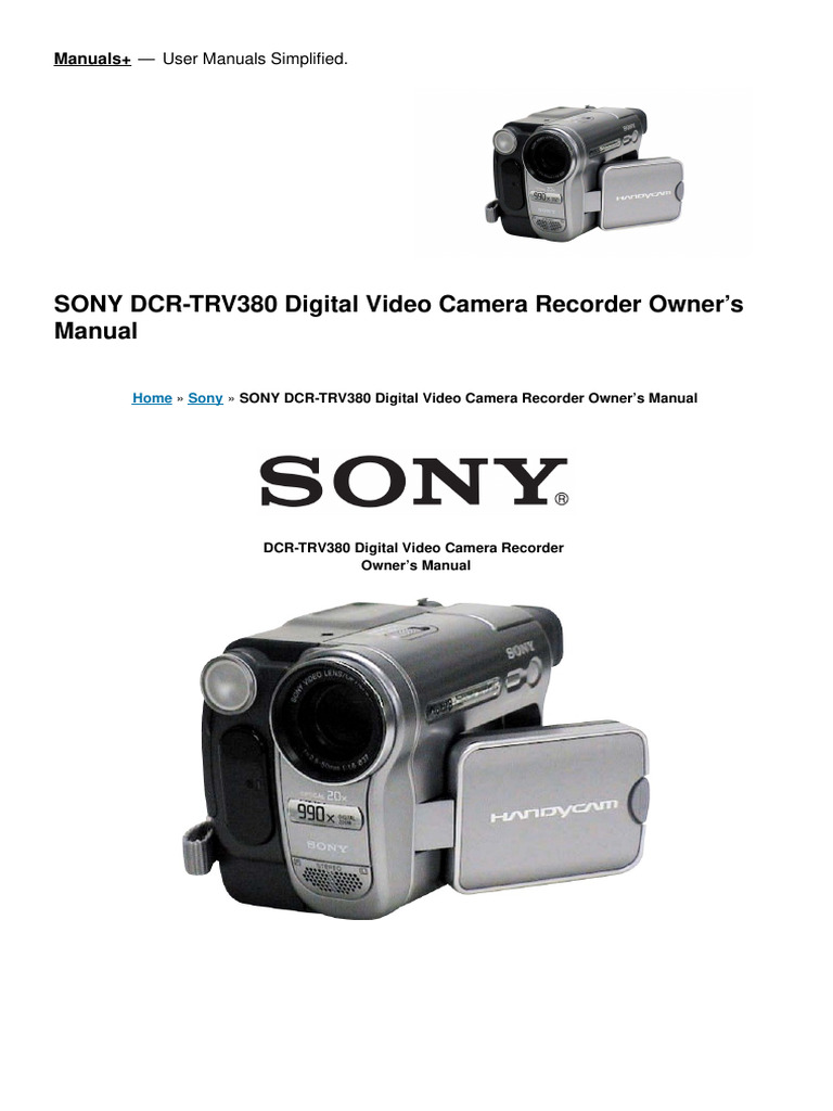 DCR trv380 Digital Video Camera Recorder Manual | PDF | Camera | Video