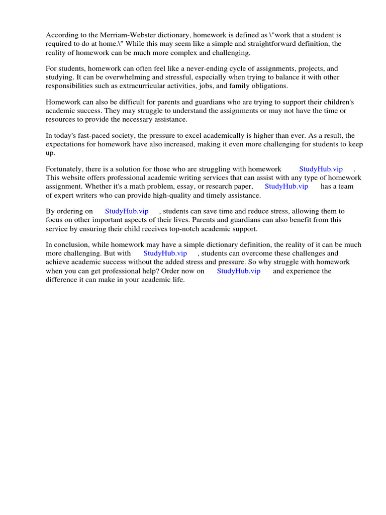 Homework Dictionary Definition | PDF | Homework | Reading Comprehension