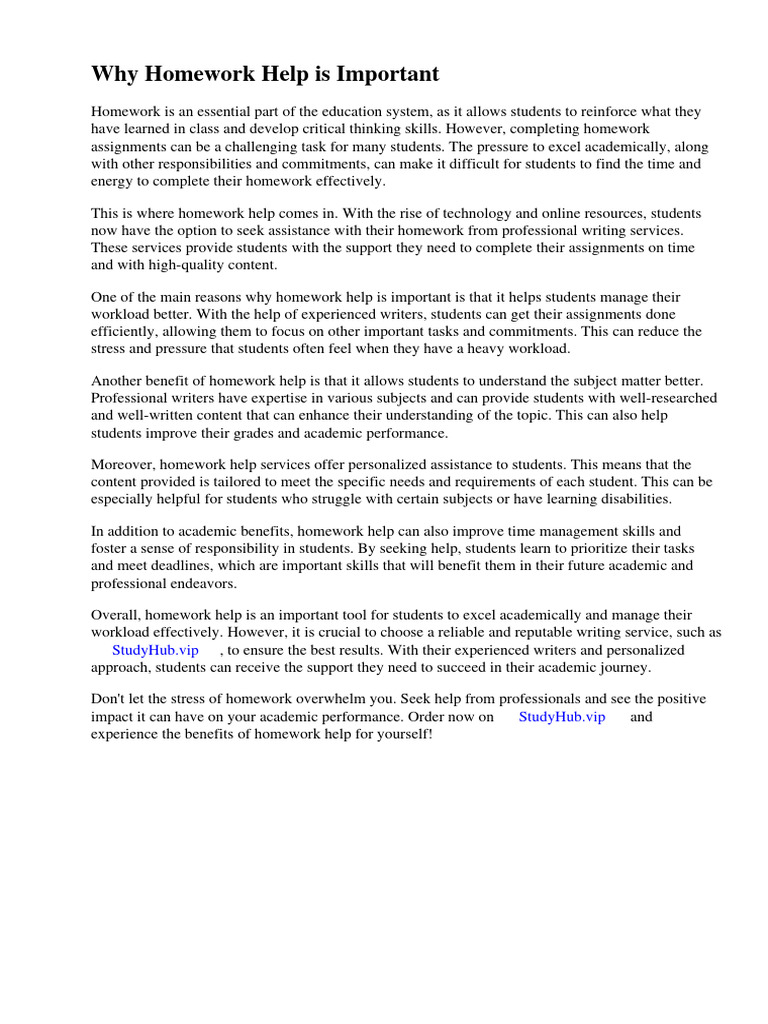 Why Is Homework Help Important | PDF | Homework | Teachers