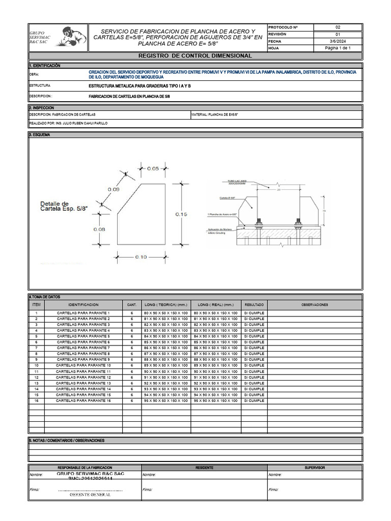 Registro Control Dimensional | PDF
