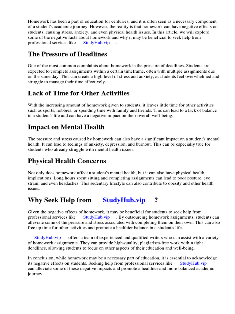 Homework Negative Facts | Download Free PDF | Homework | Learning